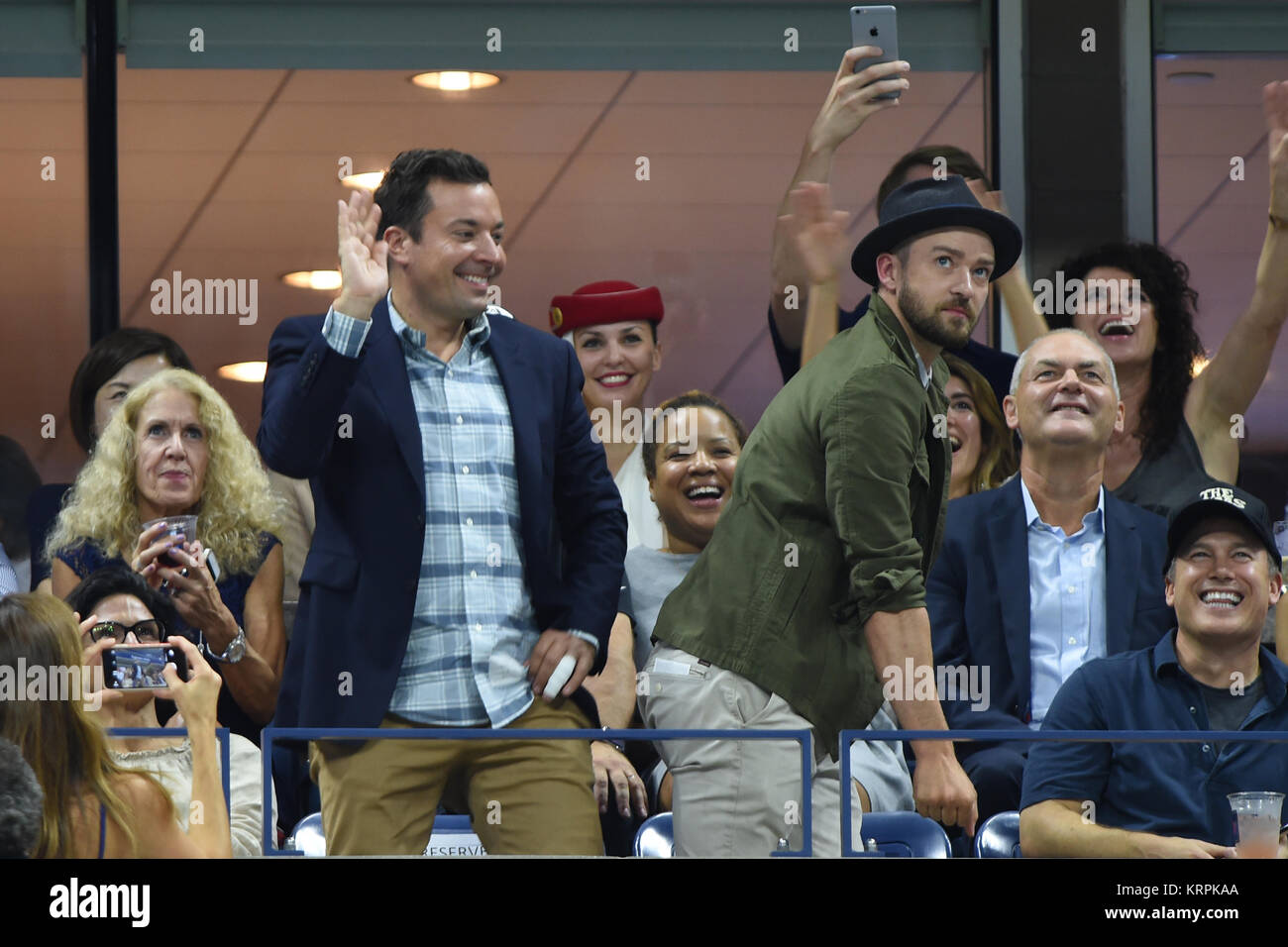 NEW YORK, NY - SEPTEMBER 09: Jimmy Fallon, Justin Timberlake watches ...