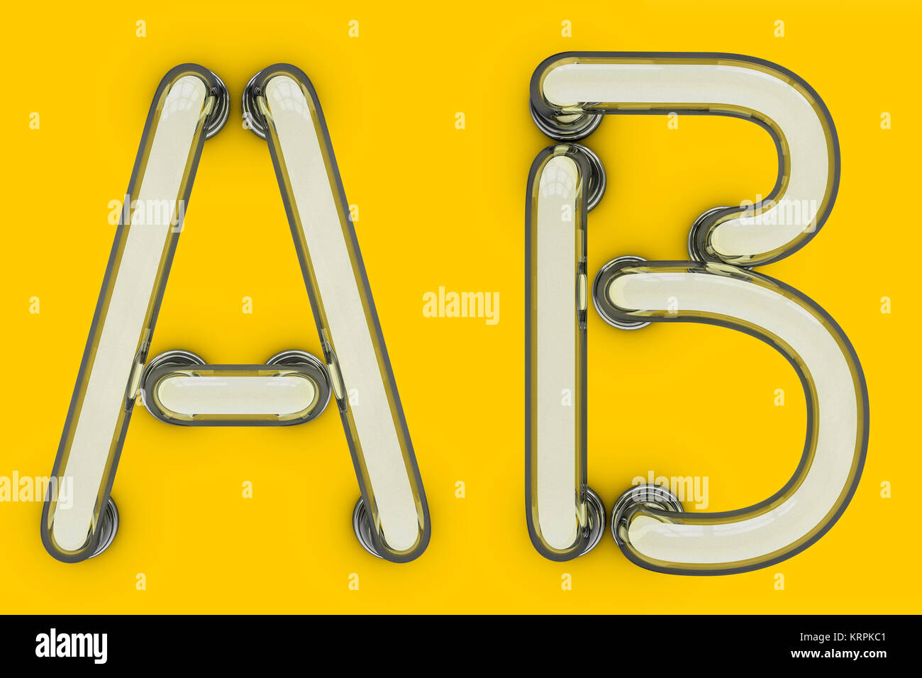 Neon tube letter on yellow background. 3D rendering Stock Photo - Alamy