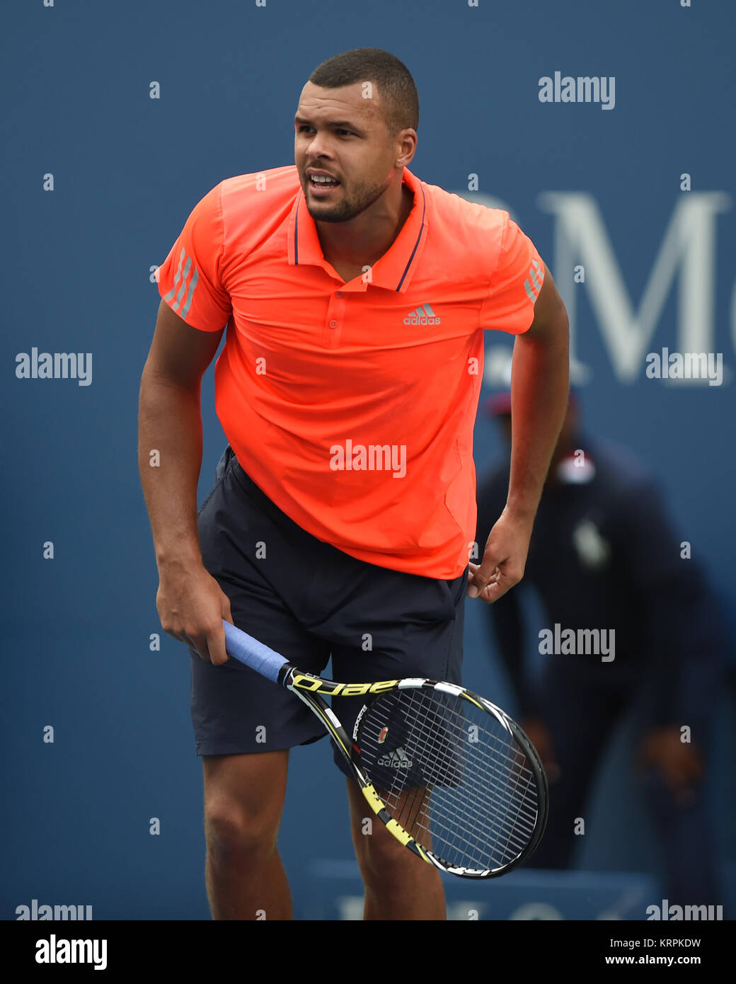 NEW YORK, NY - SEPTEMBER 08: Jo-Wilfried Tsonga on day nine of the 2015 US Open at the USTA ...