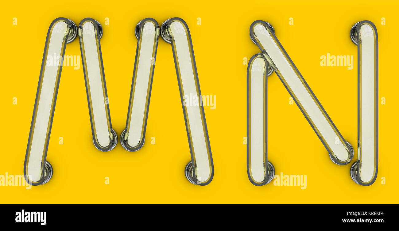 Neon tube letter on yellow background. 3D rendering Stock Photo - Alamy