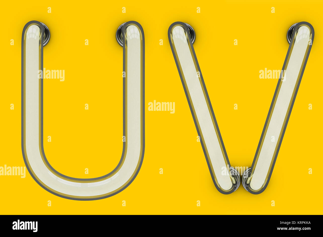 Neon tube letter on yellow background. 3D rendering Stock Photo - Alamy