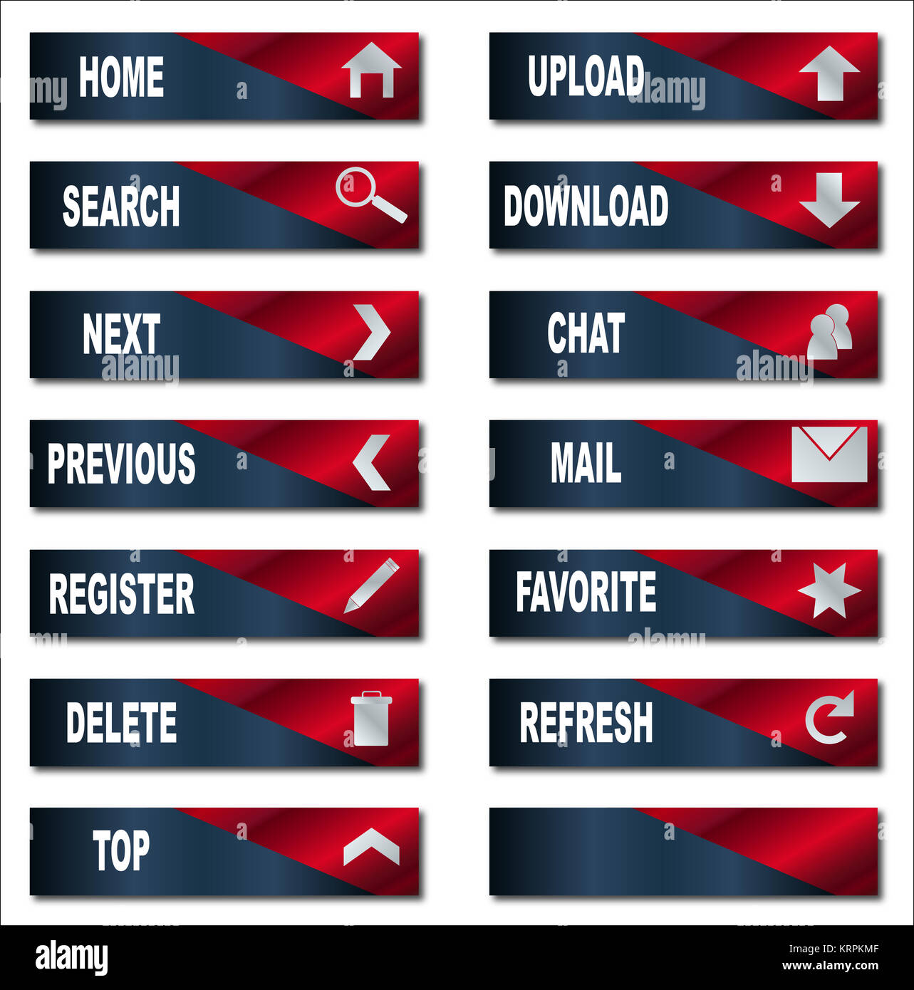 Red Web Buttons Over White Stock Photo - Alamy