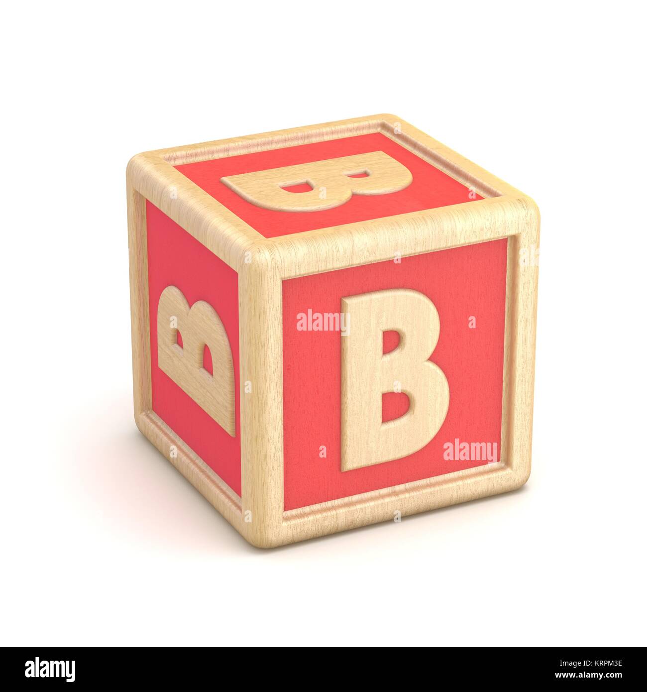Letter B wooden alphabet blocks font rotated. 3D Stock Photo - Alamy