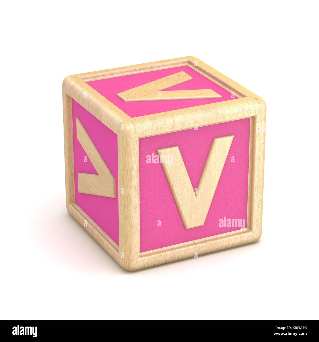 Letter V wooden alphabet blocks font rotated. 3D Stock Photo - Alamy