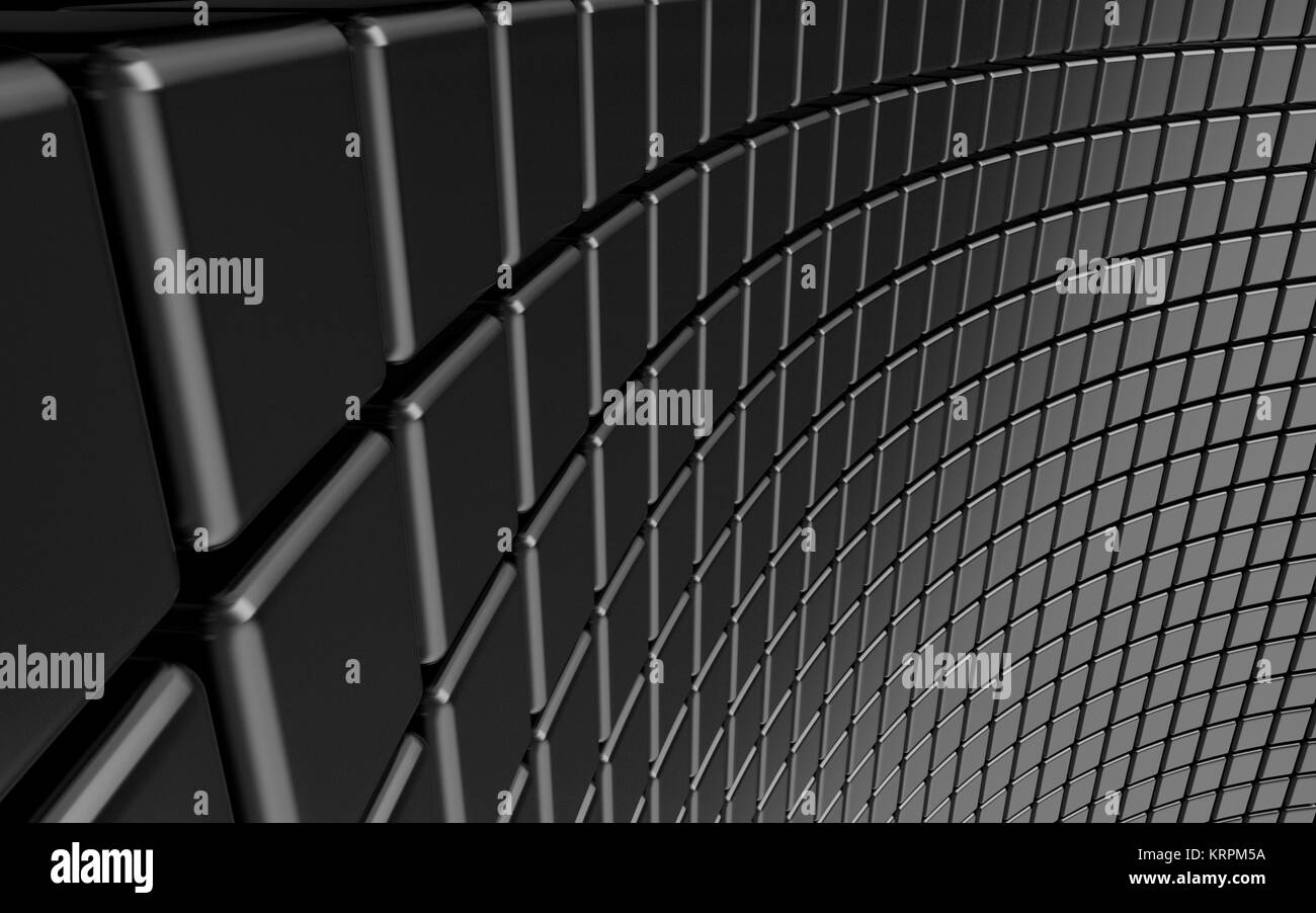 Abstract black background curved made of glossy cubes arranged Stock ...