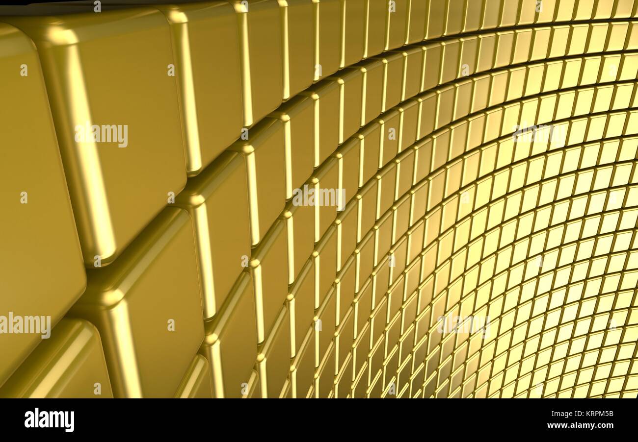 Abstract golden background curved made of glossy cubes arranged Stock ...