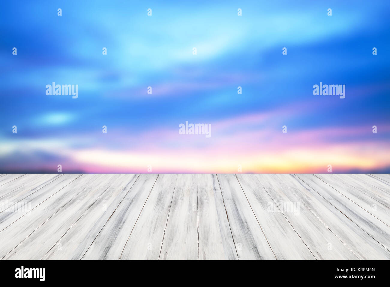 Empty white table top wooden with sunset background Stock Photo - Alamy