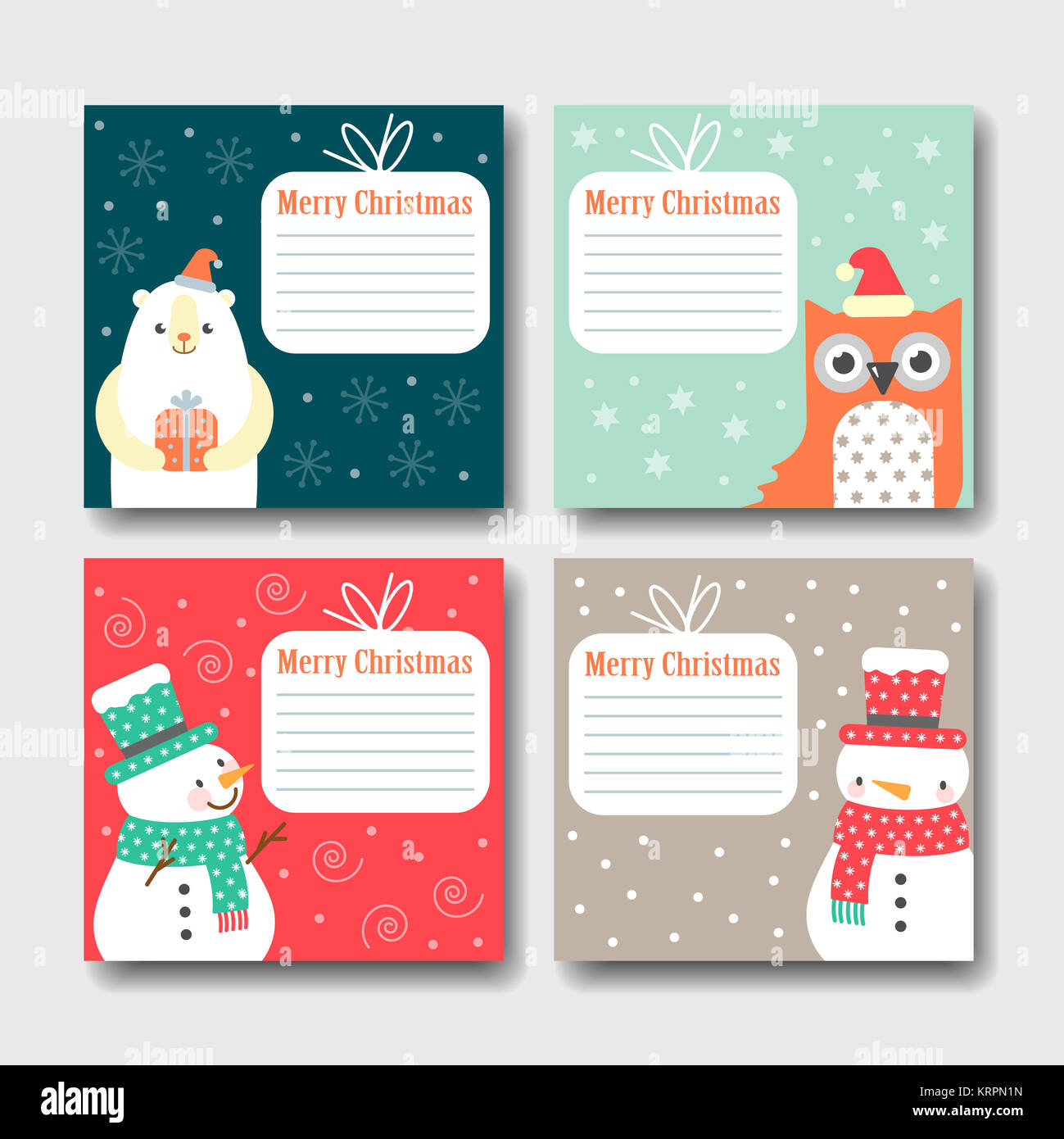 a set of Christmas cards, invitations with owls. illustration Stock ...