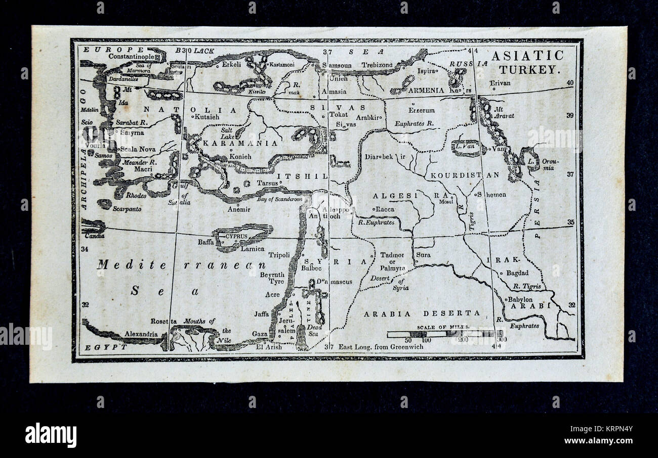 1830 Nathan Hale Map - Turkey Asia Minor - Middle East Palestine Iraq ...