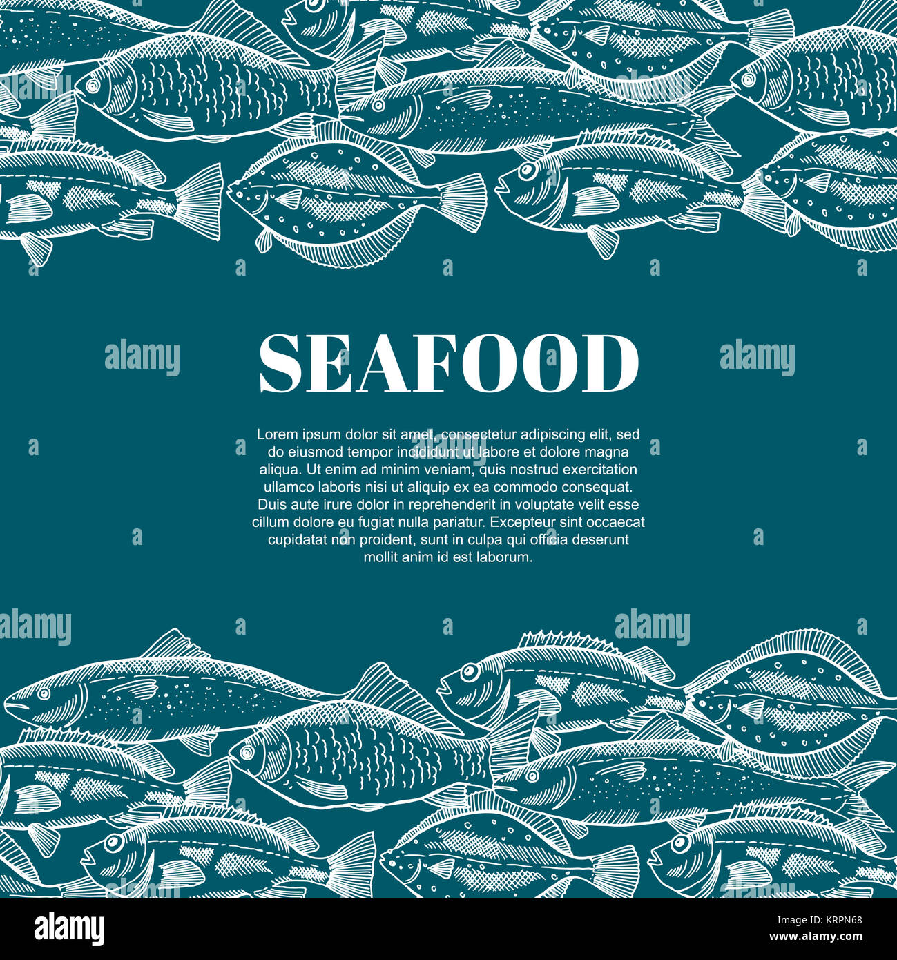 Hand drawing seafood illustrations for restaurant menus Stock Photo - Alamy