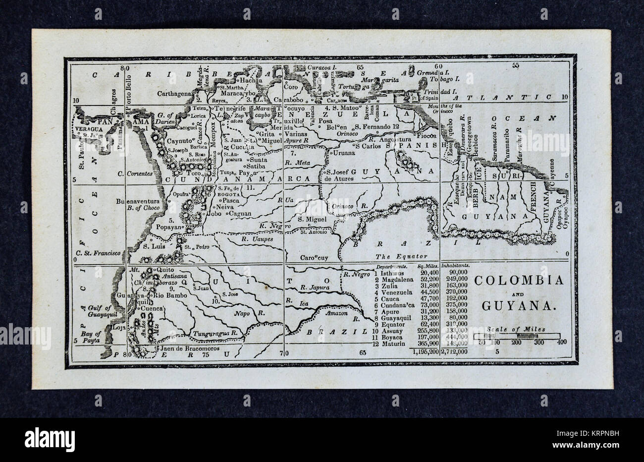 1830 Nathan Hale Map - South America Stock Photo - Alamy