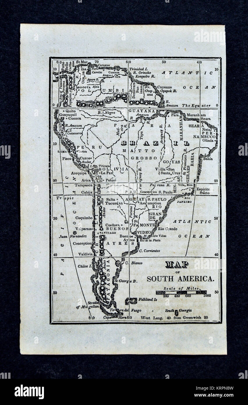1830 Nathan Hale Map - South America Stock Photo - Alamy