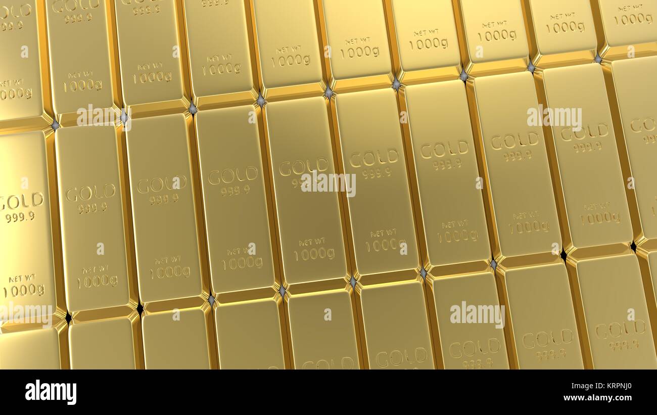 3d rendering set of gold bars isolated on white background Stock Photo ...