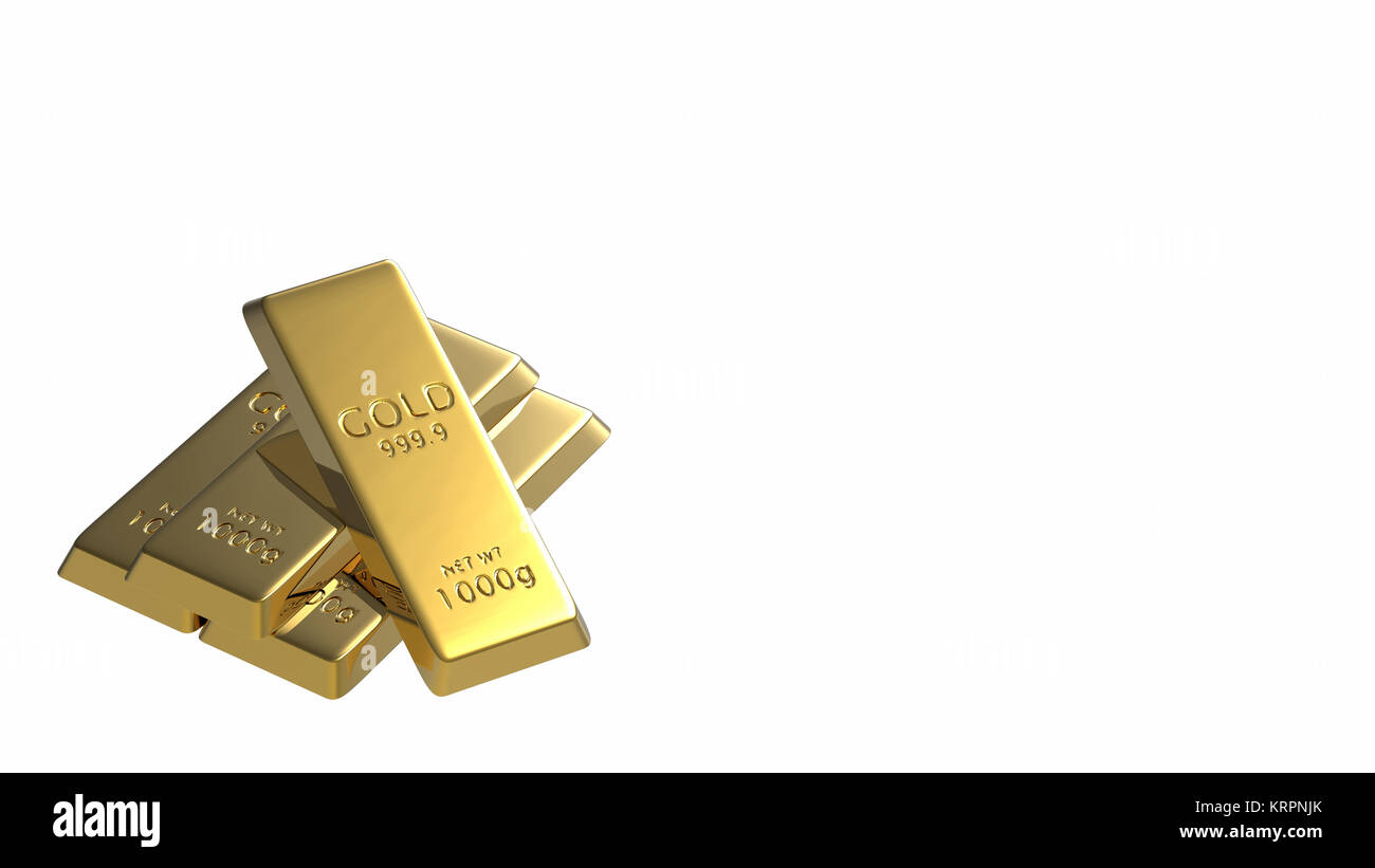 3d rendering set of gold bars isolated on white background Stock Photo ...