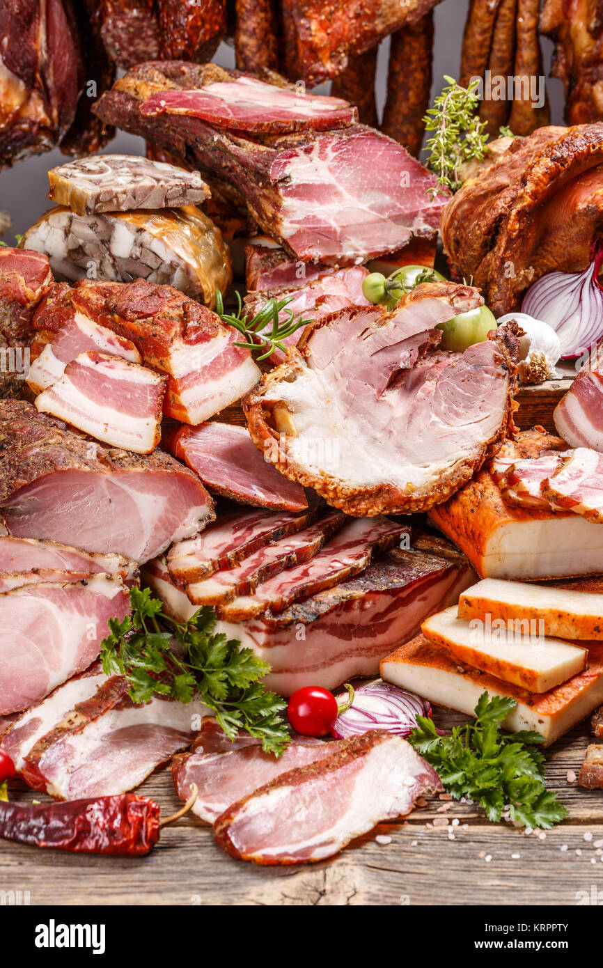 Pork meat products Stock Photo - Alamy