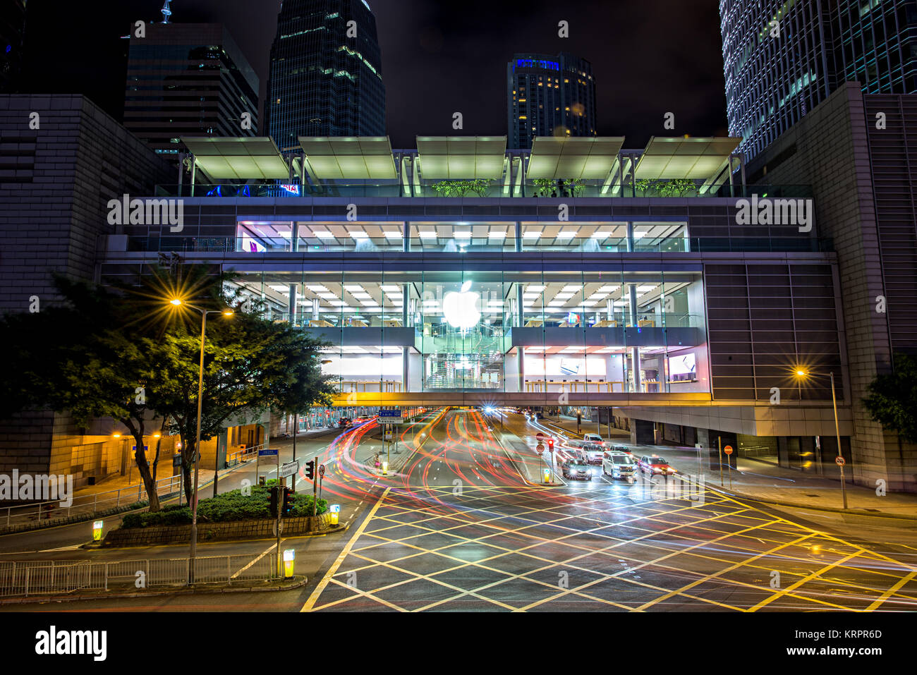 Apple store at night in Hong Kong Stock Photo - Alamy