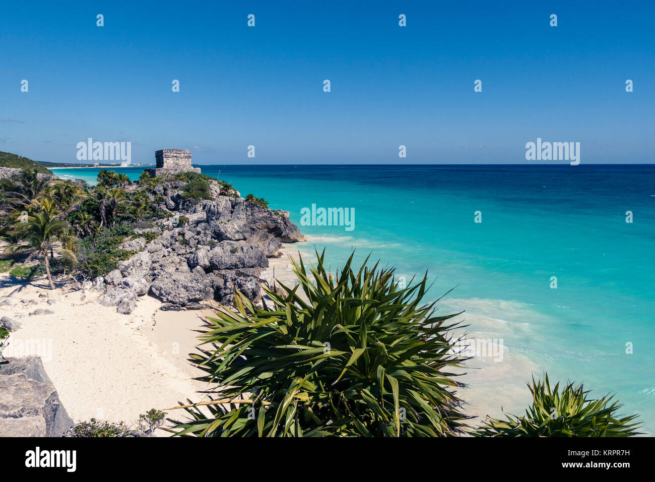 Tulum beach, Mayan ruins in front of the caribbean sea Stock Photo - Alamy