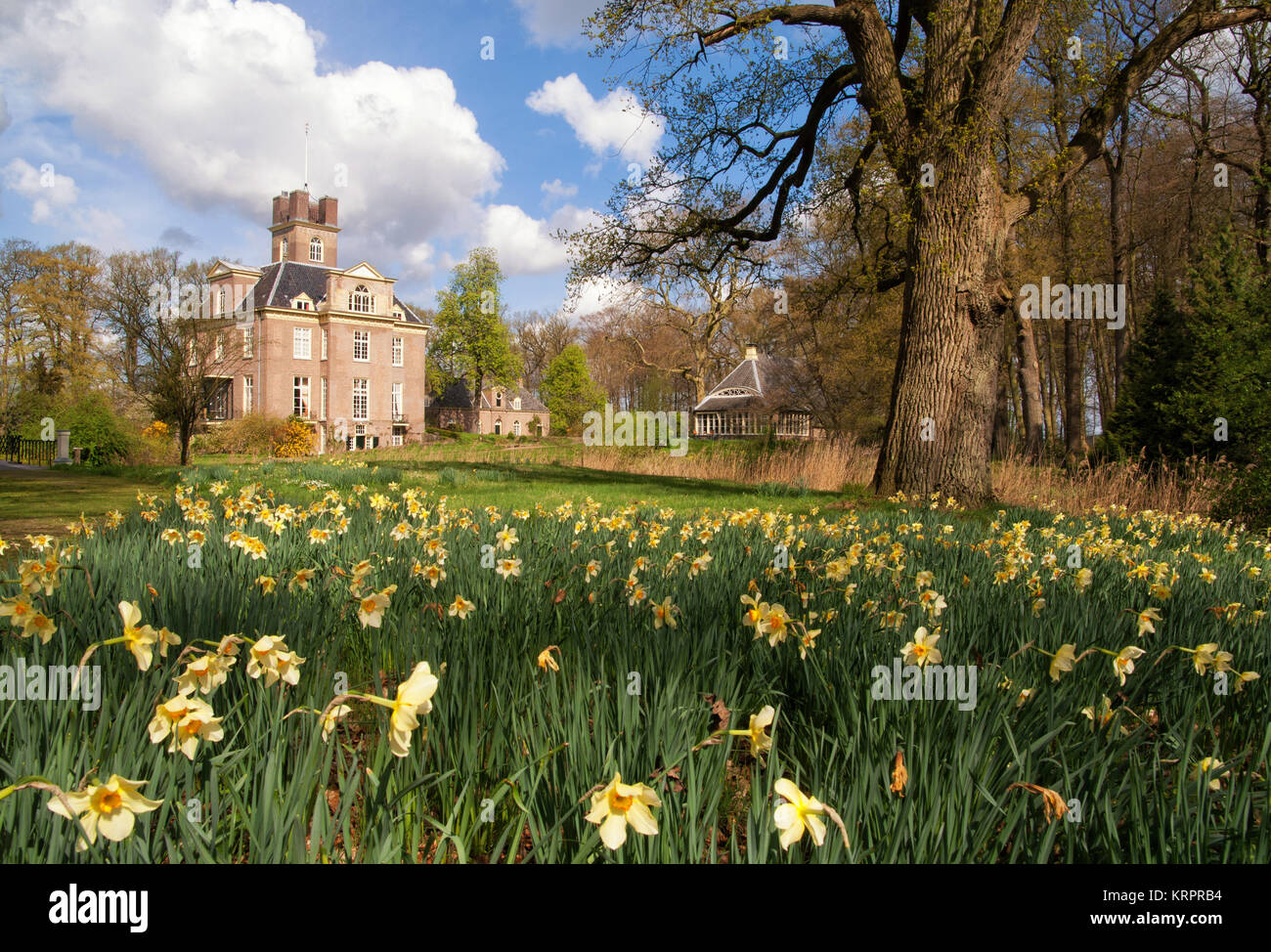 Oldenaller castle near Putten in spring in the Dutch province ...