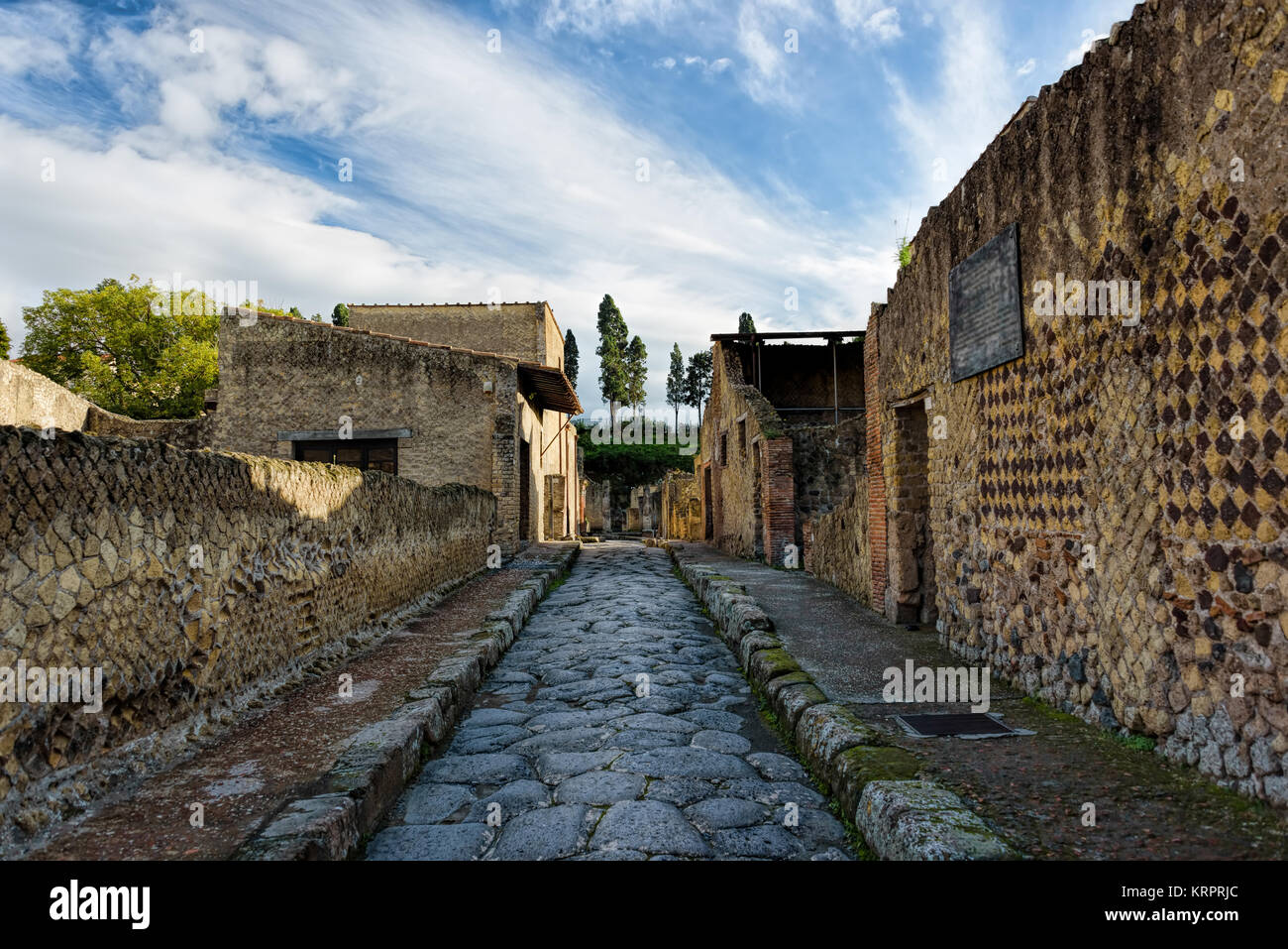 Partially excavated and restored ancient ruins of Herculaneum Stock ...