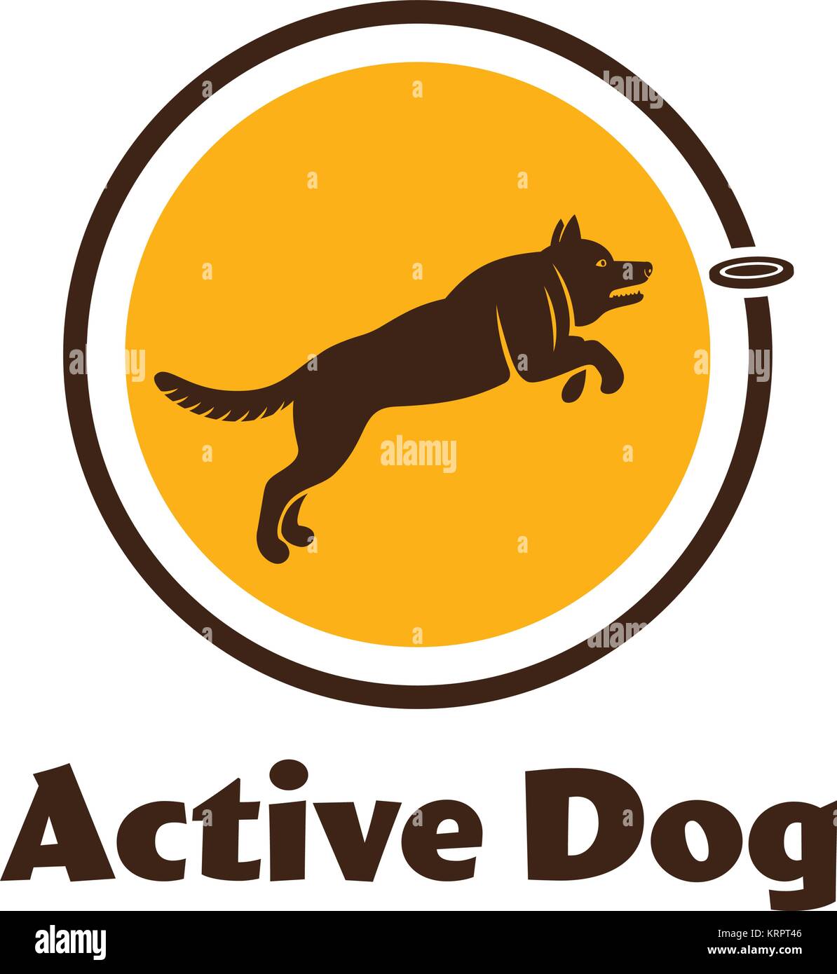 Active dog logotype. Dog silhouette isolated on white background. Dog ...