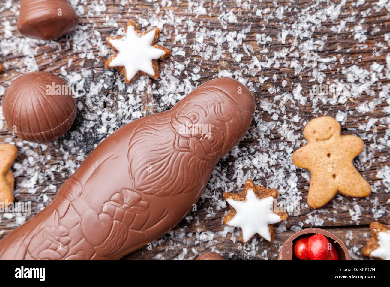 Festive Christmas background with sweets and decoration Stock Photo - Alamy