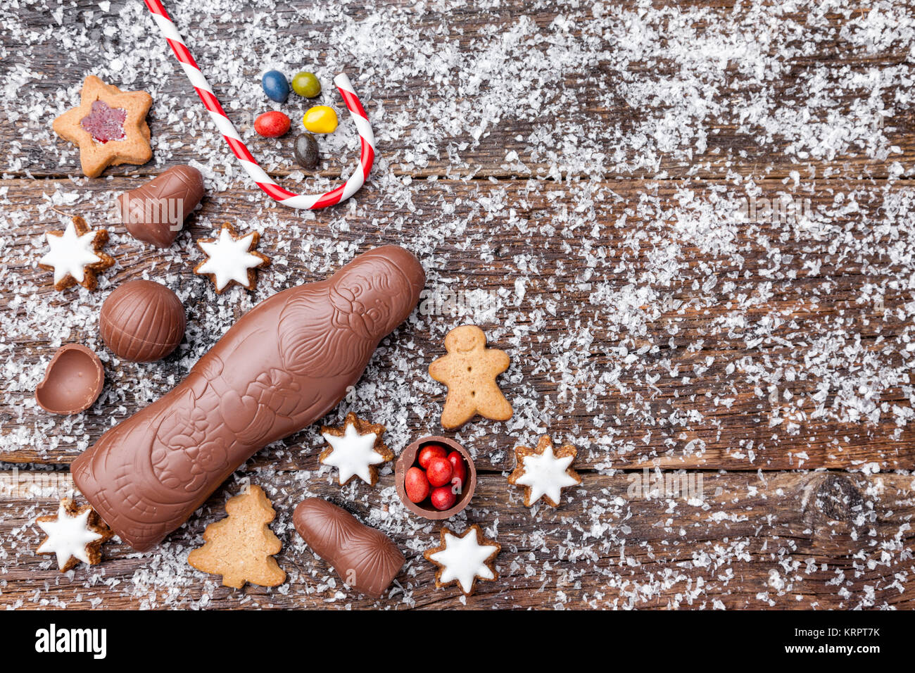 Festive Christmas background with sweets and decoration Stock Photo - Alamy