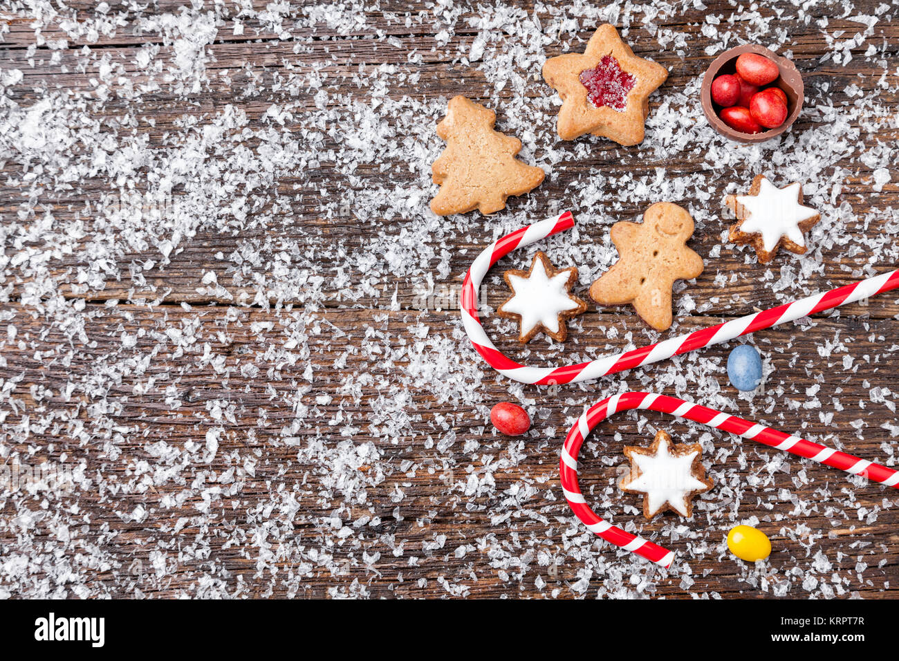 Festive Christmas background with sweets and decoration Stock Photo - Alamy