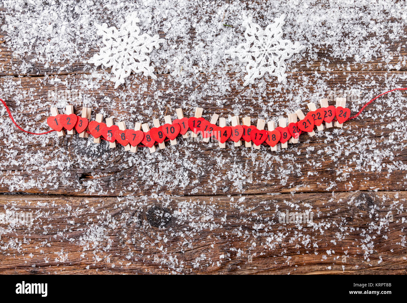Christmas advent calendar with snow Stock Photo - Alamy