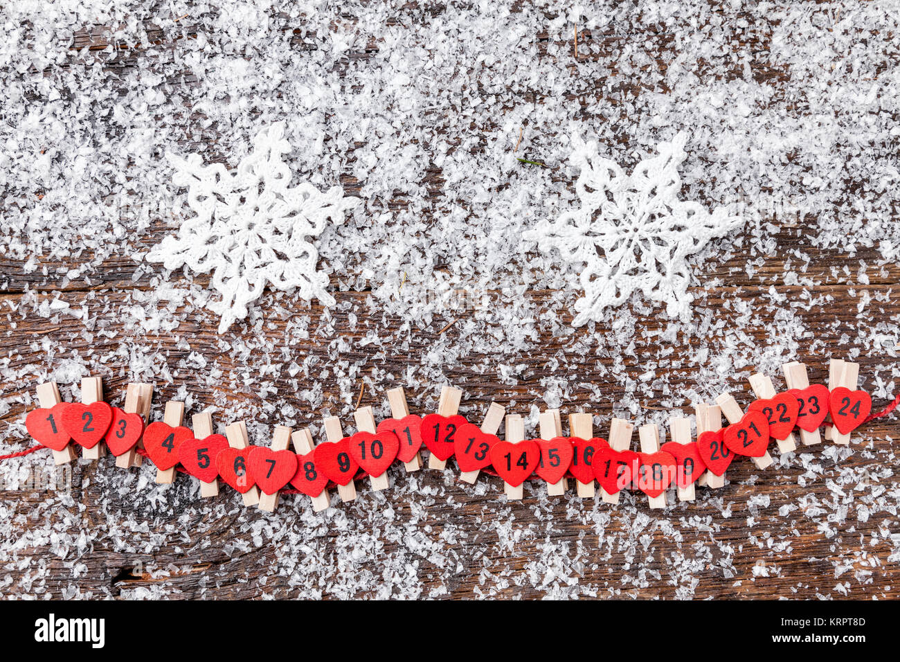 Christmas advent calendar with snow Stock Photo - Alamy