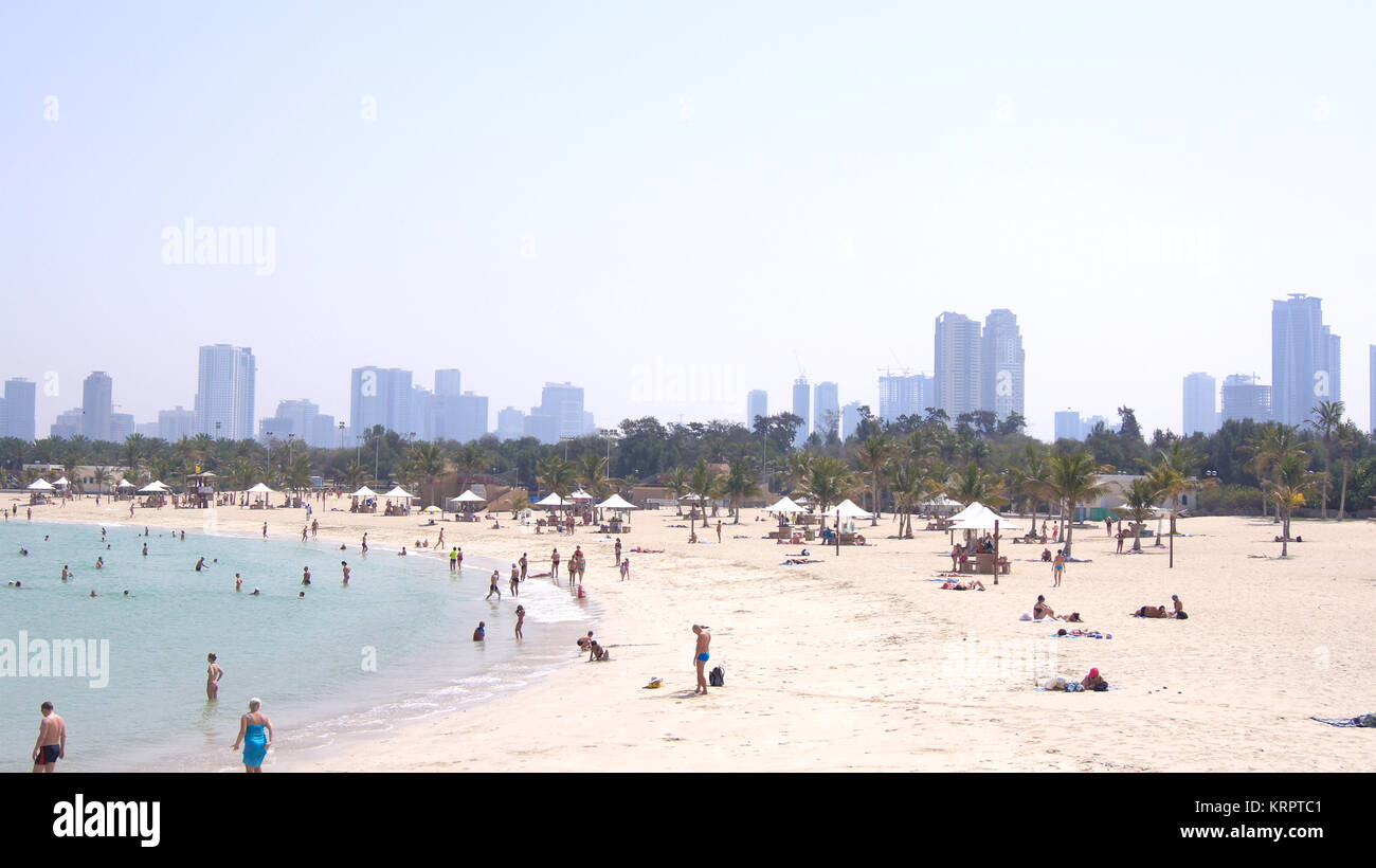 DUBAI, UNITED ARAB EMIRATES - APRIL 1st, 2014: Panoramic view on nice ...