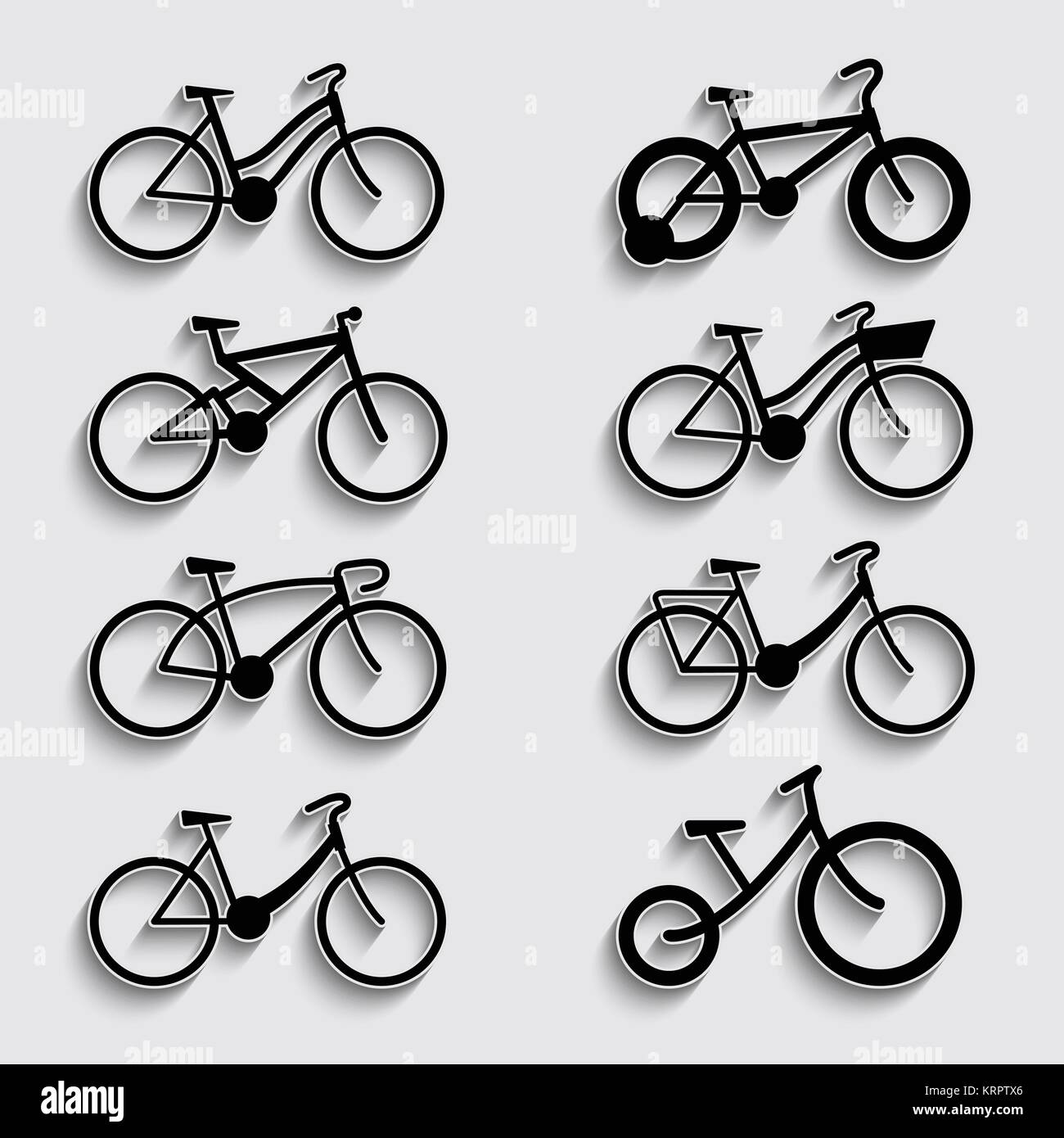 bicycle icon set with shadow on a grey background Stock Vector Image ...