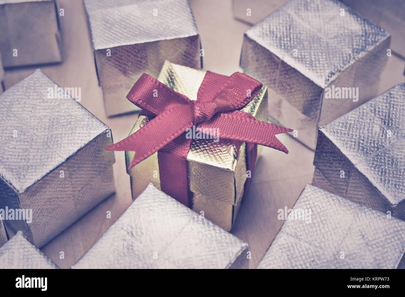 Gift box with red ribbon Stock Photo - Alamy