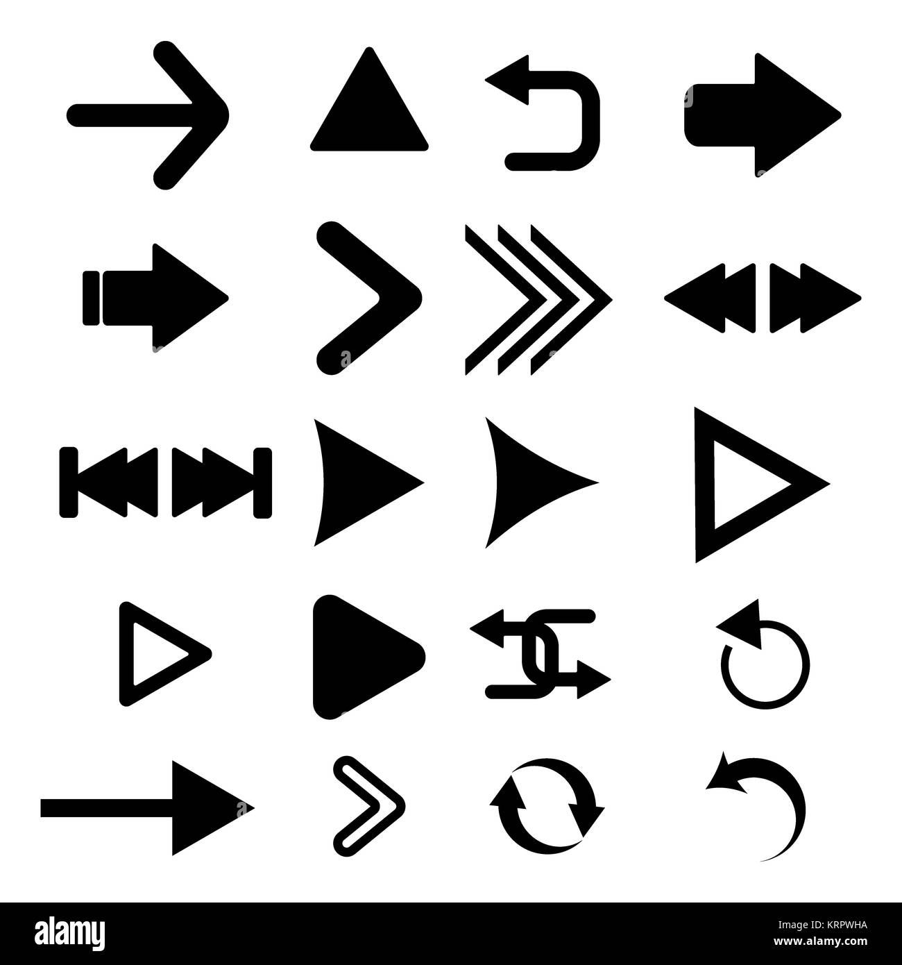 Arrow vector button icon set black color on white background Stock ...
