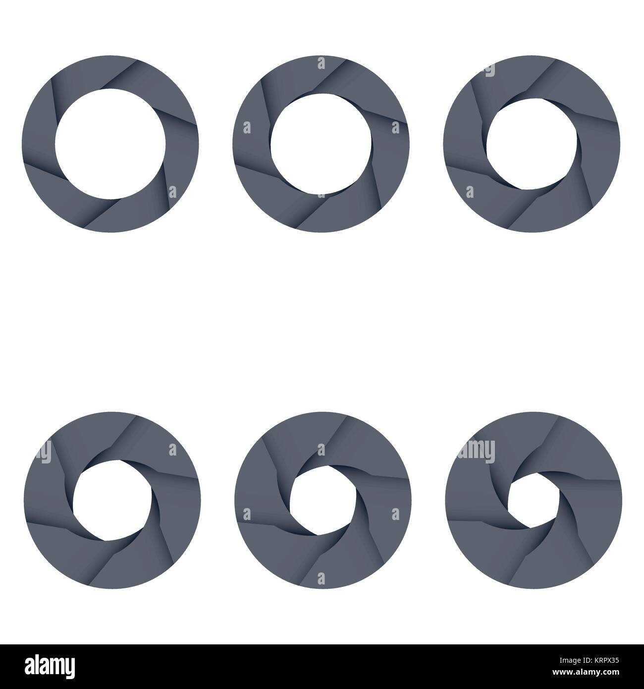Set of black camera shutter icons on white background. Vector ...