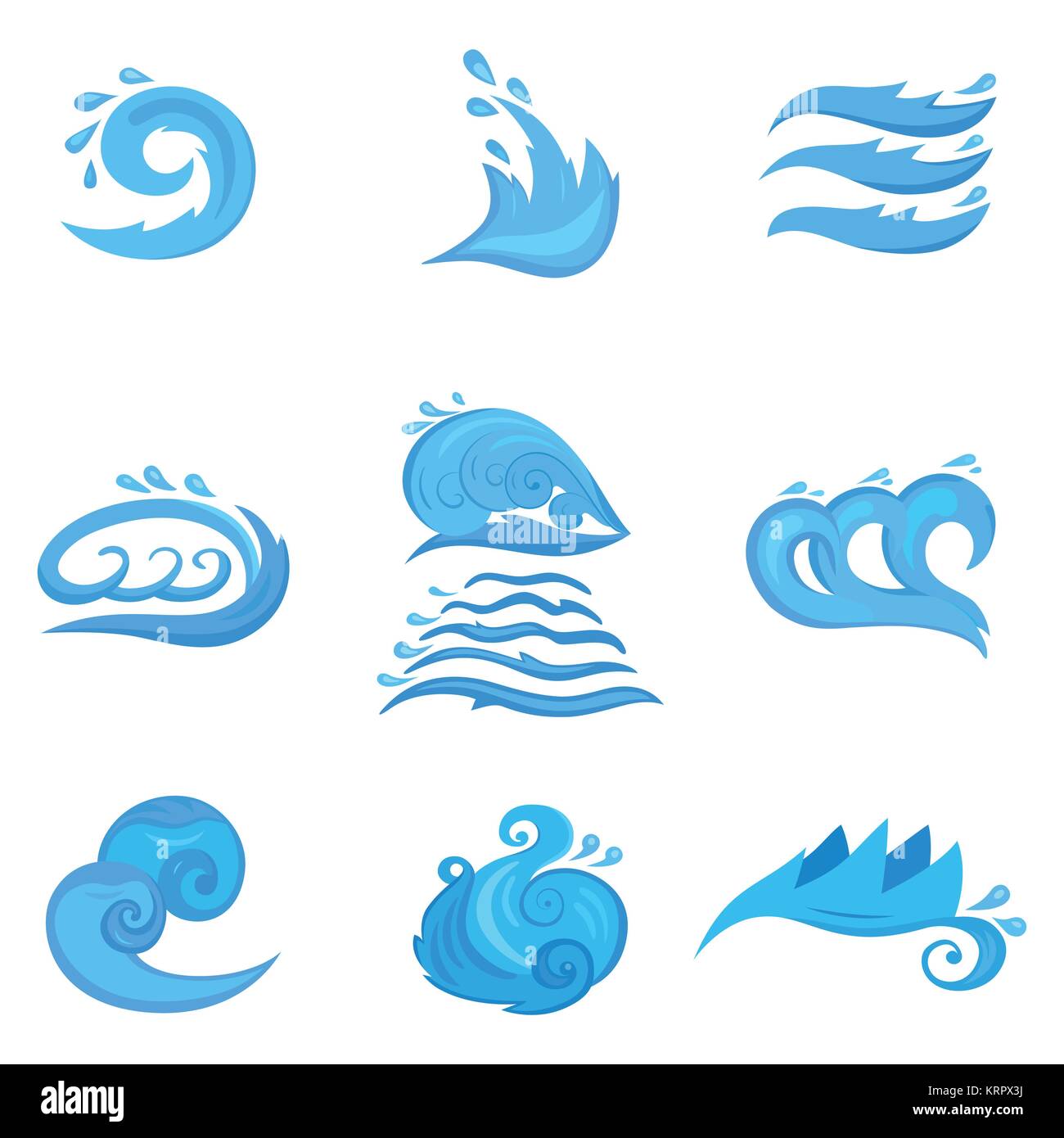 Wave symbols set for design isolated on white background, such emblem ...