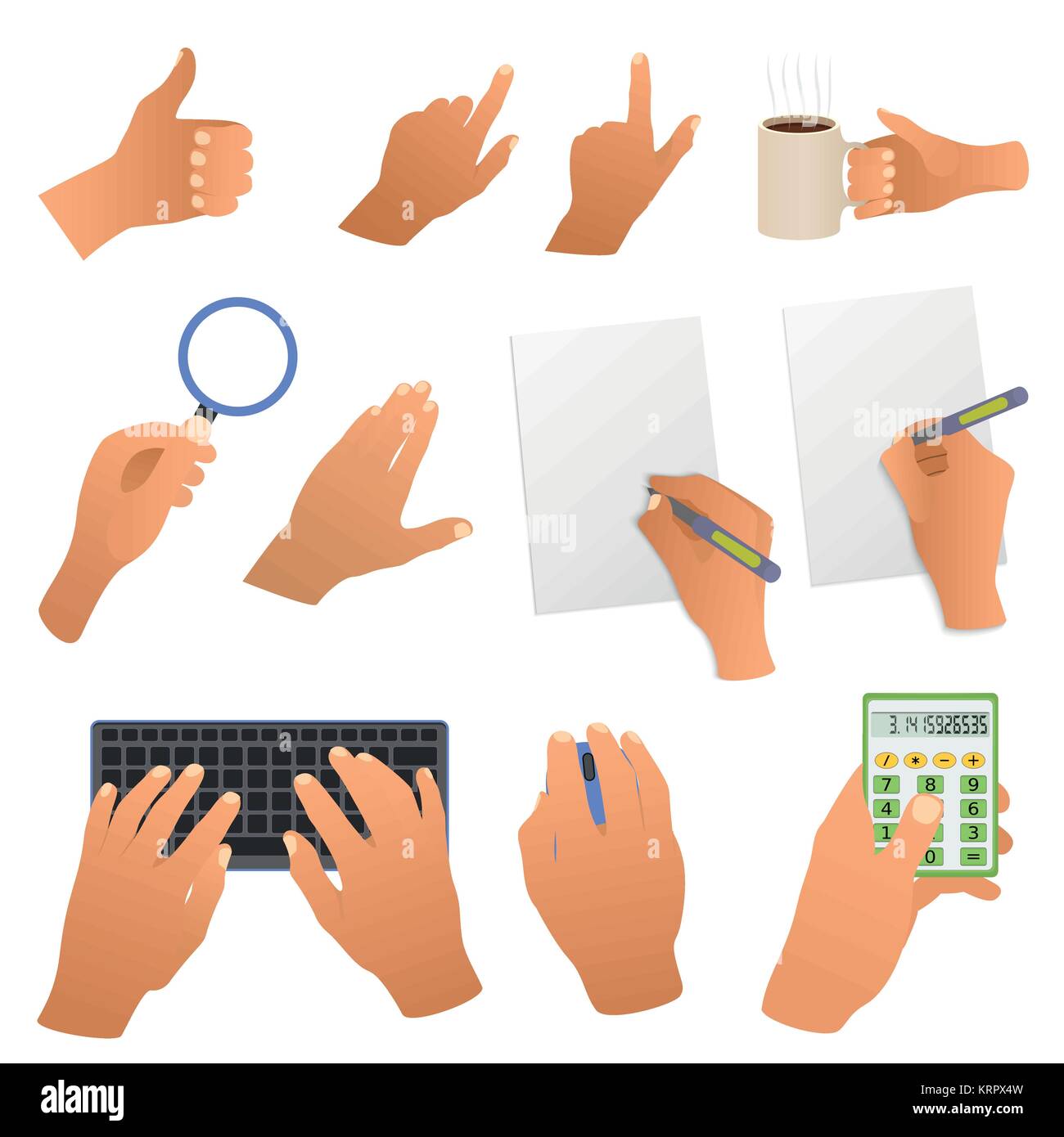 Hands in the office pointing gestures, writing hand, gets text you type ...