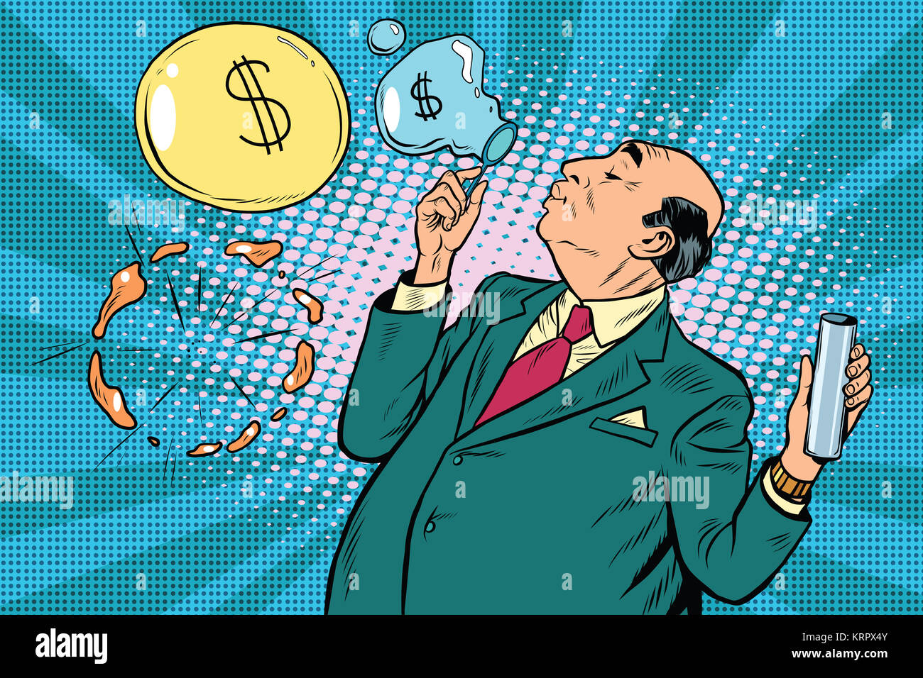 Businessman financier money inflates bubbles Stock Photo - Alamy