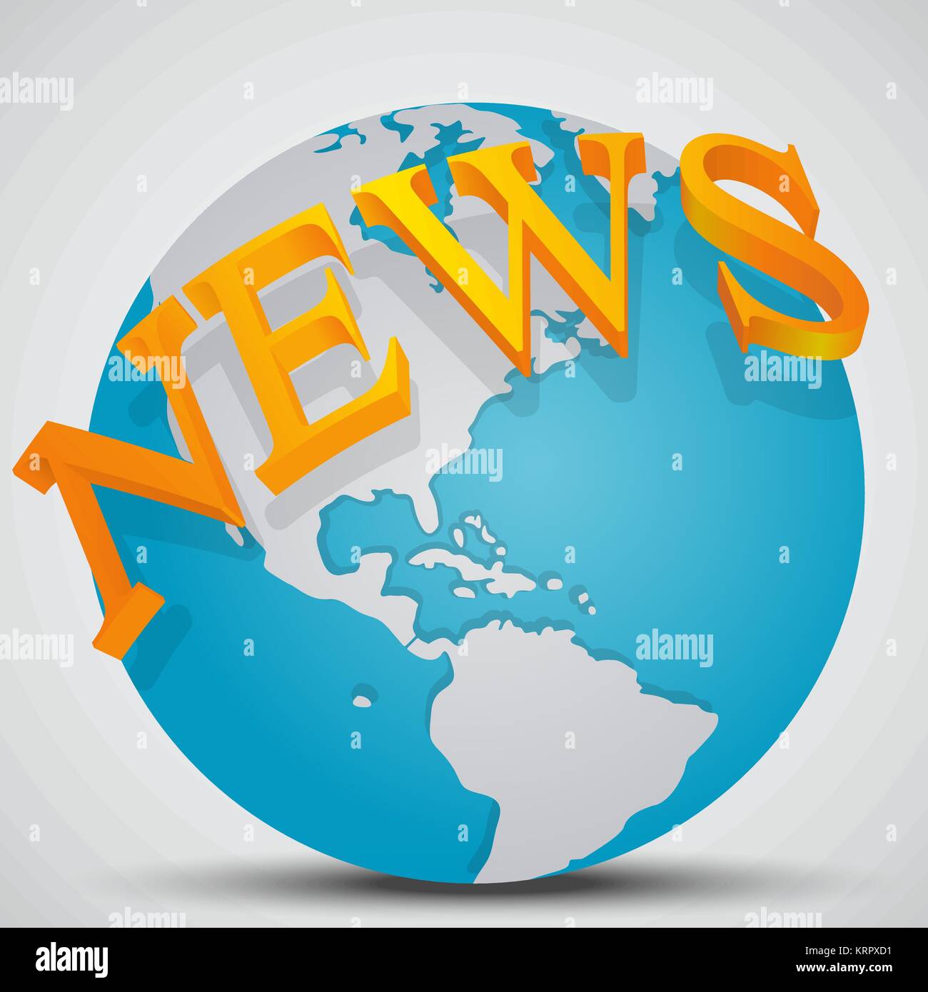 Earth Globe with word News isolated on gray background. World News ...
