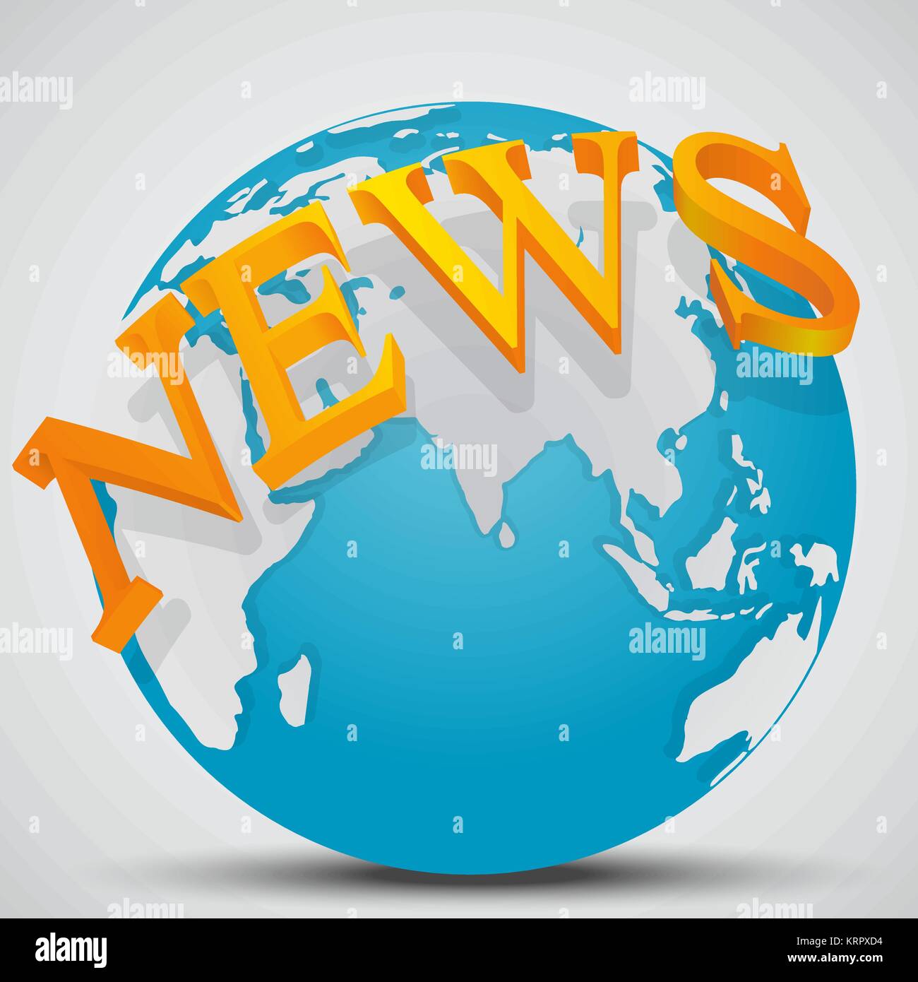 Earth Globe with word News isolated on gray background. World News ...