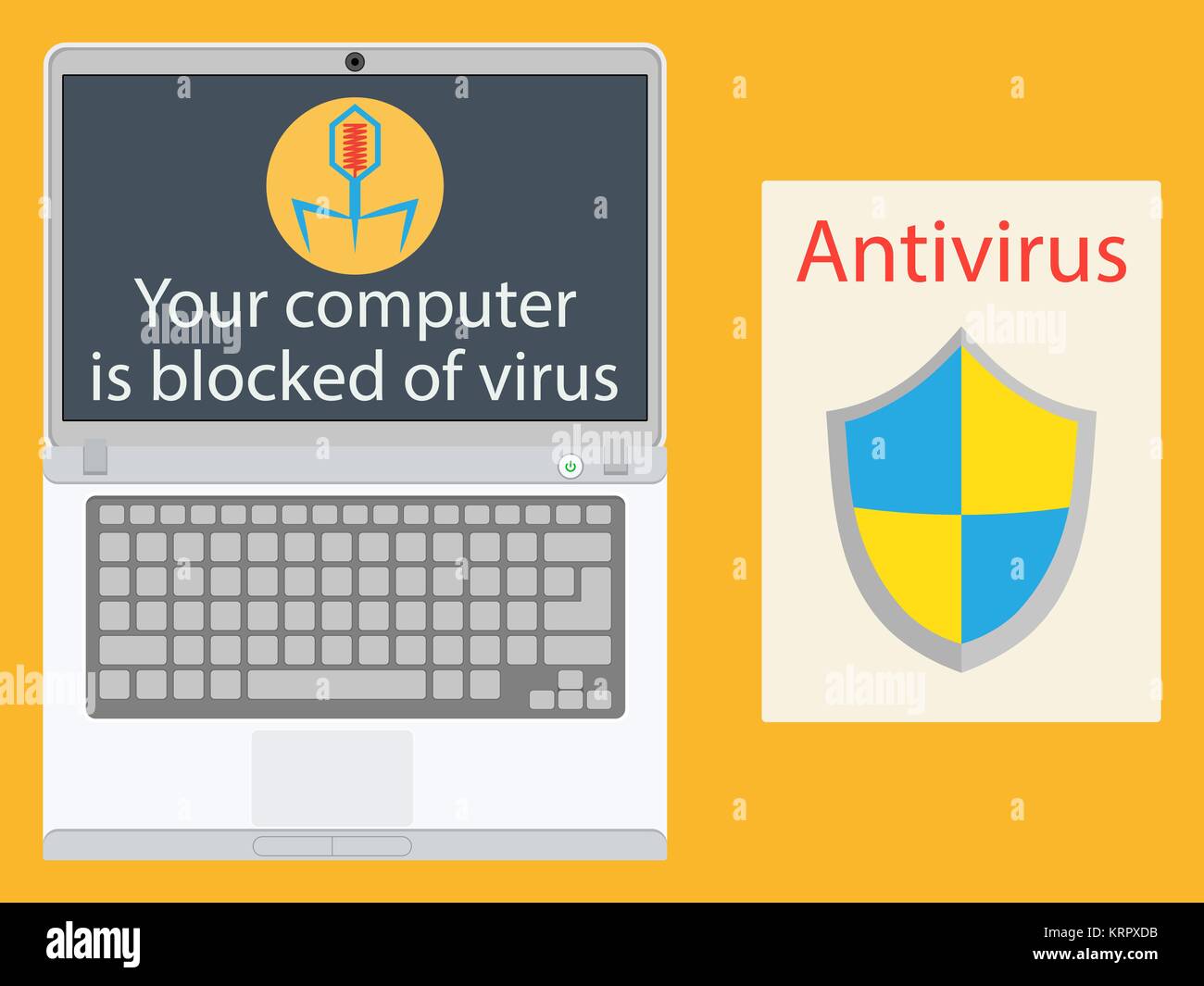 Laptop infected with a virus computer and antivirus - vector ...