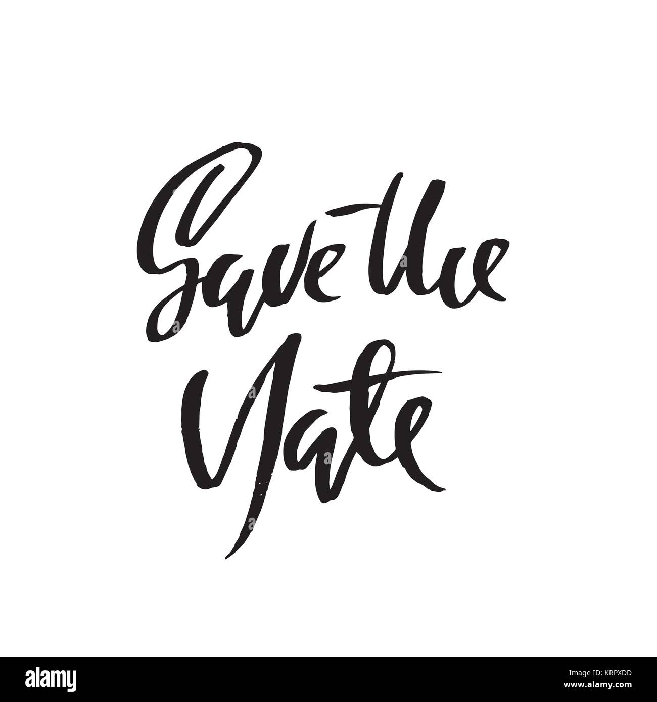 Save the date. Hand drawn lettering for wedding card. Ink modern dry brush typography poster ...