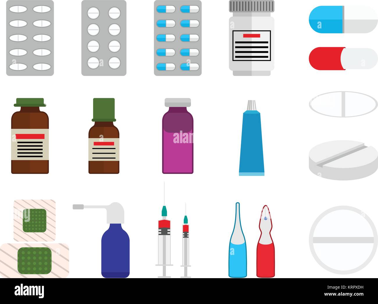 Tablets and medicine set of flat icons on gray background Stock Vector ...