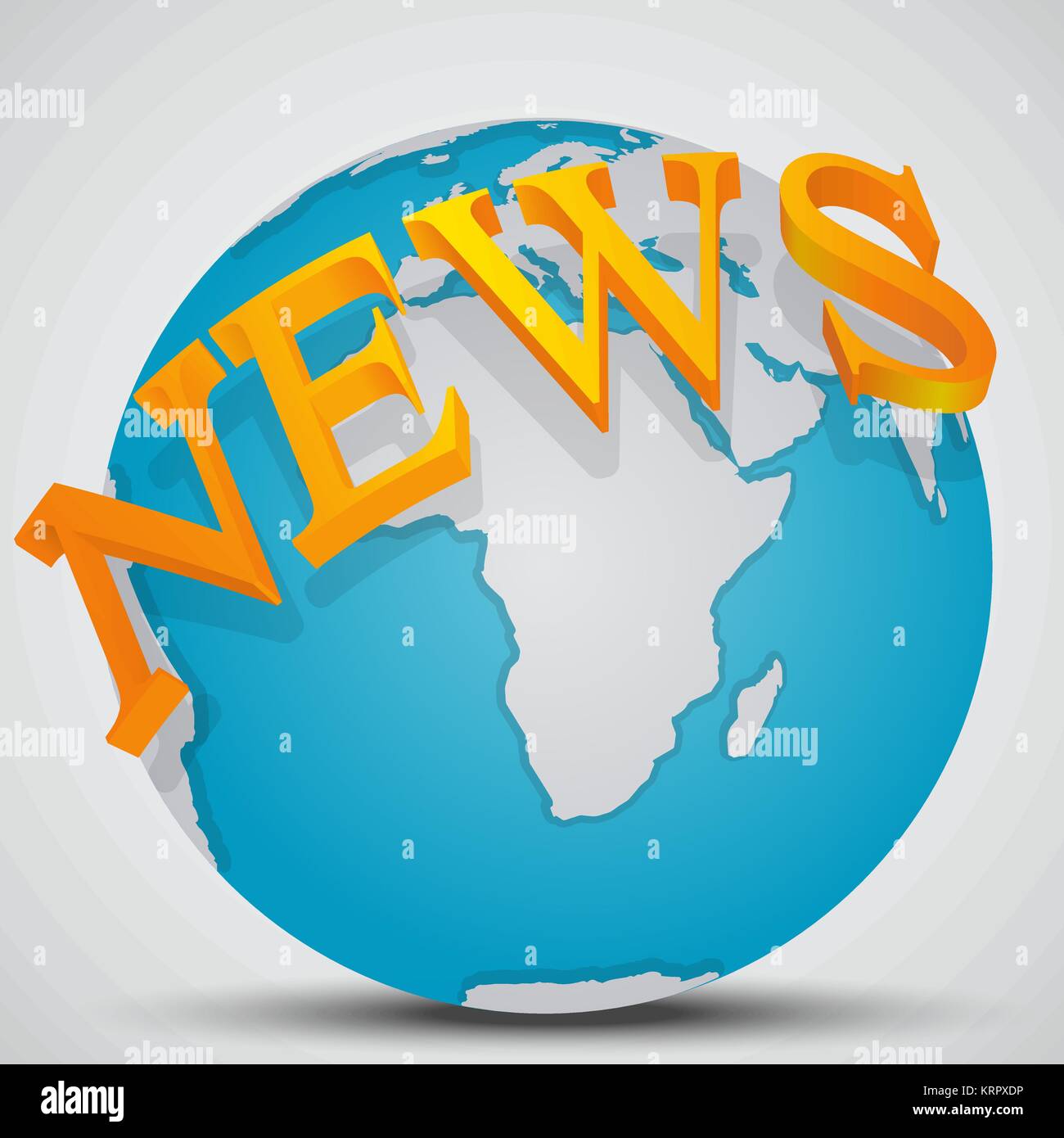 Earth Globe with word News isolated on gray background. World News ...