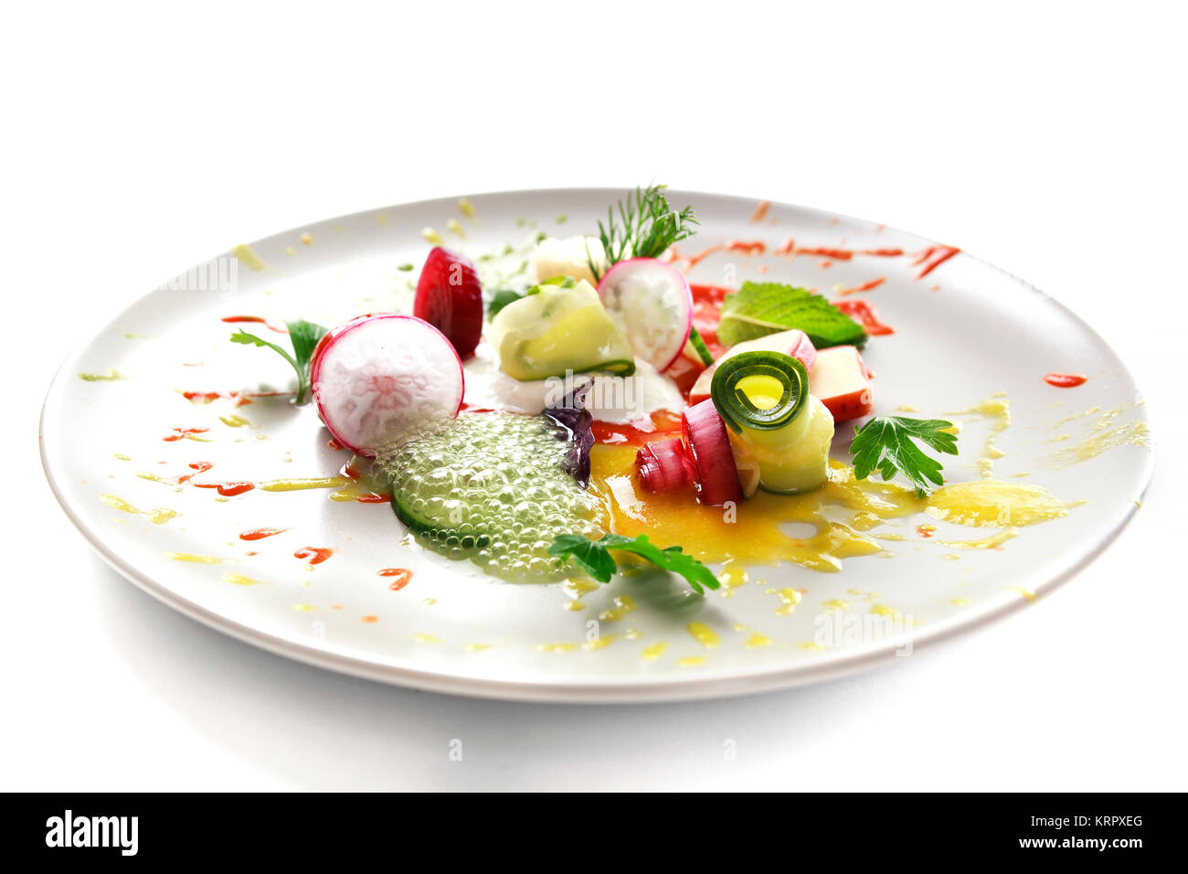 Molecular cuisine vegetable salad Stock Photo - Alamy