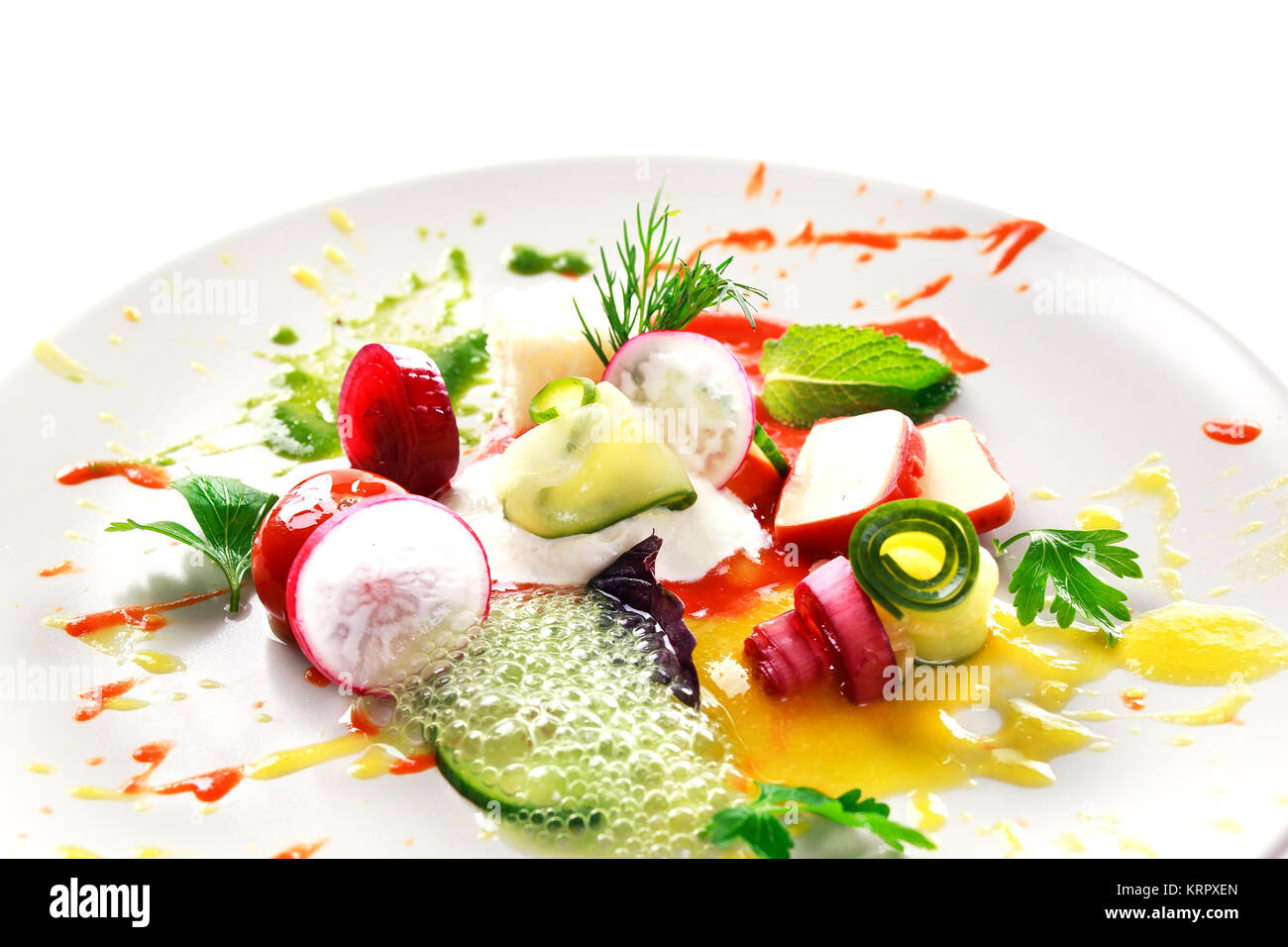 Molecular cuisine vegetable salad Stock Photo - Alamy