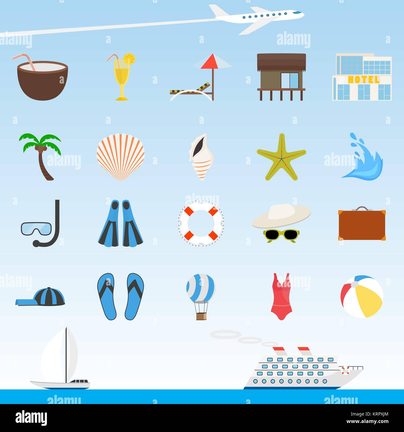 Set of flat vector travel and tourism icons Stock Vector Image & Art ...