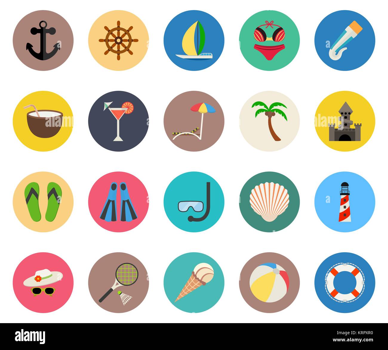 Set of icons summer beach vacation - vector illustration Stock Vector ...