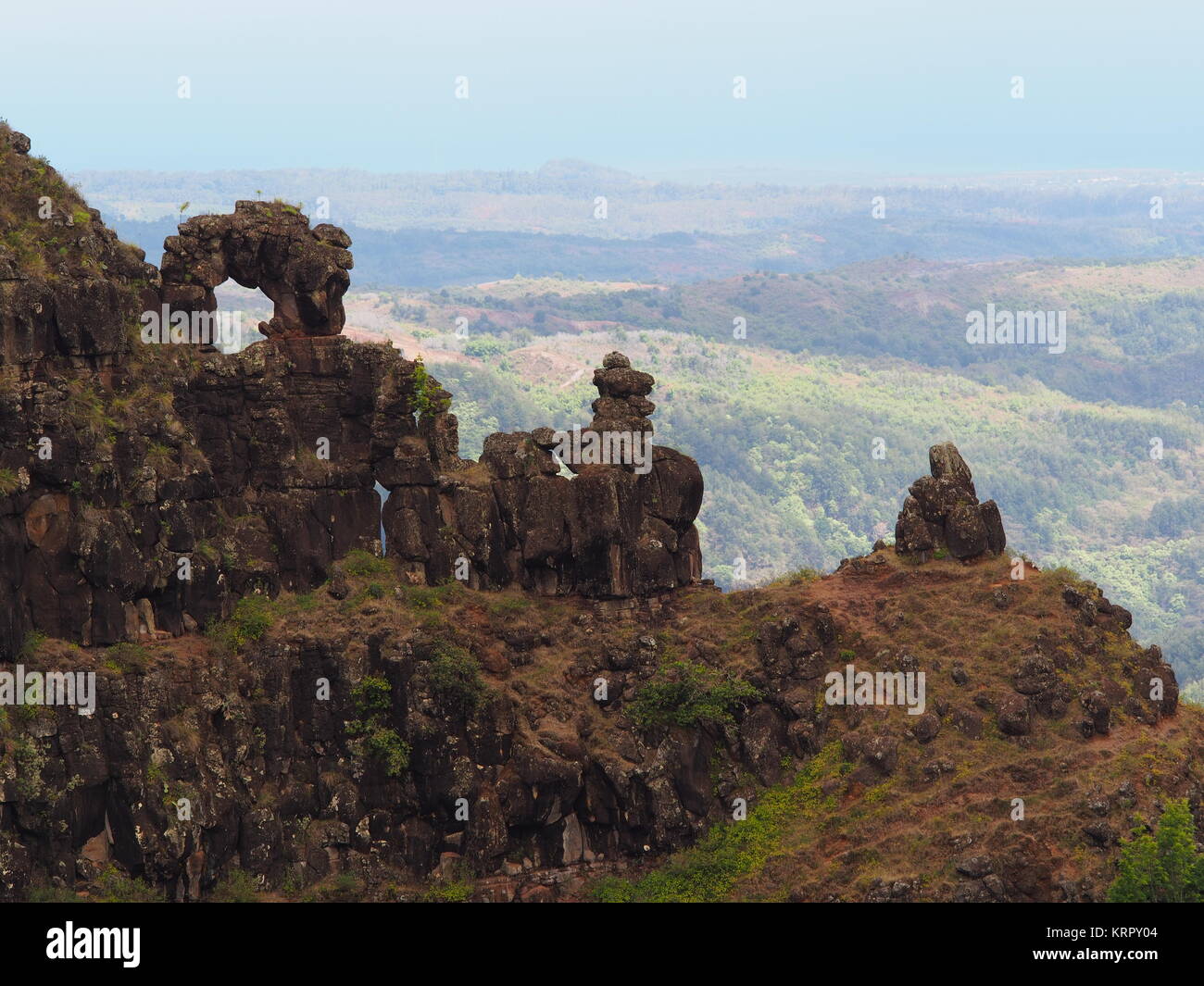 Volcanic rock formations in Waimea canyon, Kauai, Hawaii Stock Photo ...
