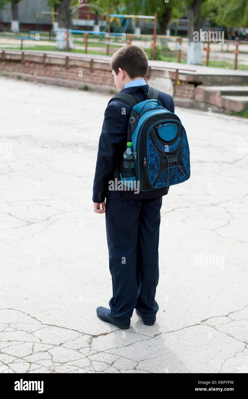 the school student's portrait from a back, after classes Stock Photo ...