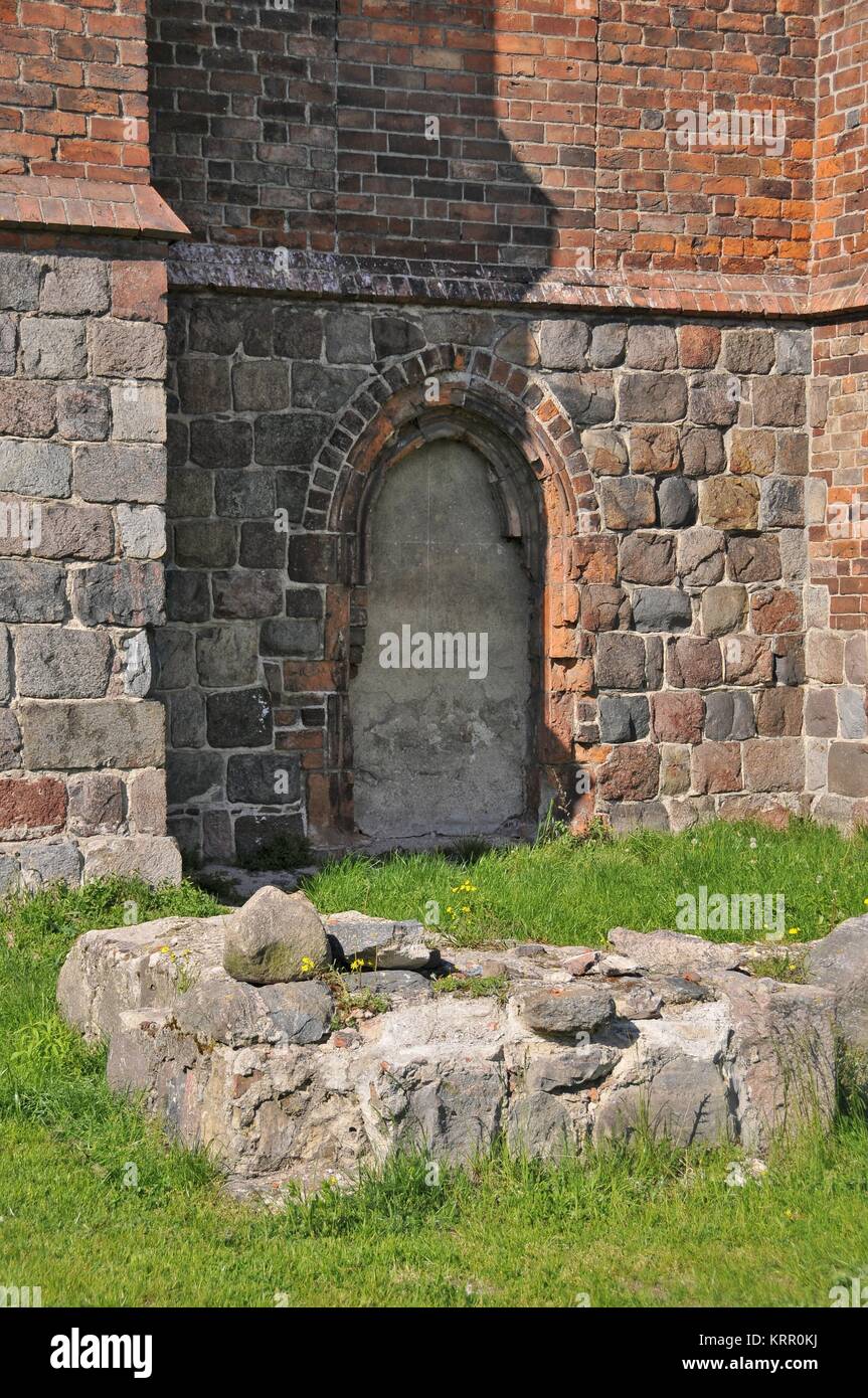 Granite foundations of an older medieval building with remnants of ...